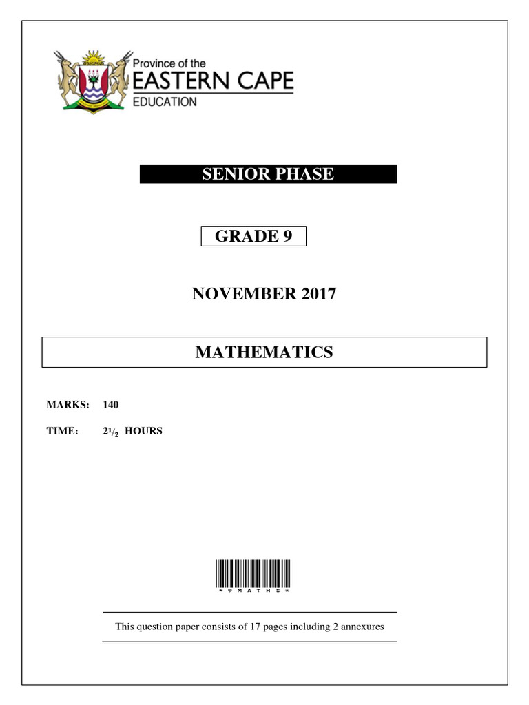 Maths GR9 QP Eng Nov2017 | PDF | Area | Mathematics
