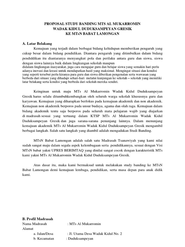 Proposal Study Banding MTS Al Mukarromin | PDF | Karier & Perkembangan
