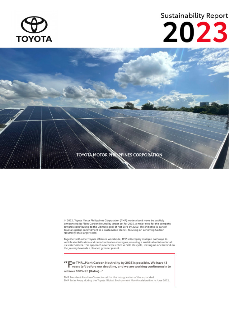 TOYOTA SUSTAINABILITY REPORT | PDF | Toyota | Sustainability