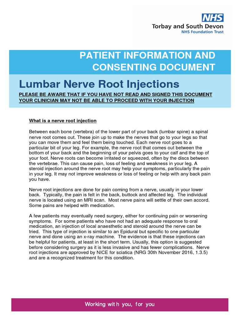 Lumbar Nerve Root Injections: Patient Information and Consenting ...
