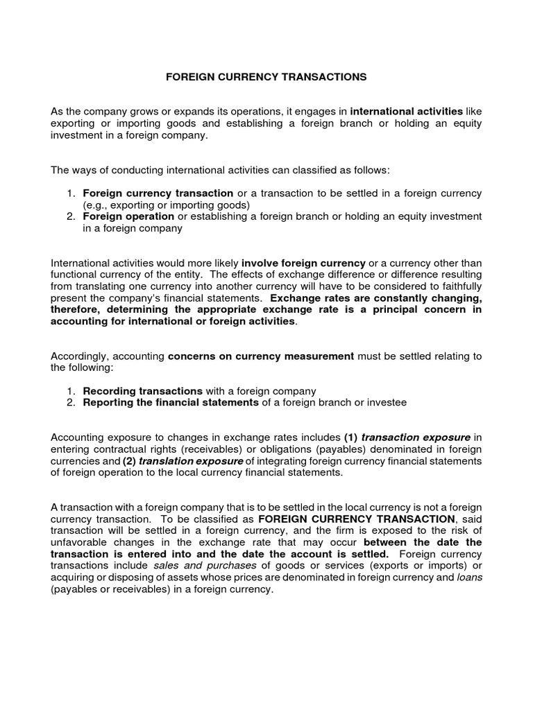 FXCY Transactions & Translation | PDF | Exchange Rate | Balance Sheet