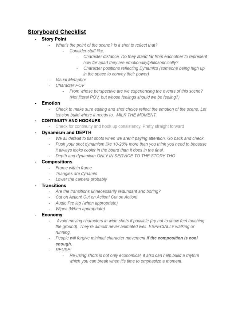 Storyboard Checklist | PDF