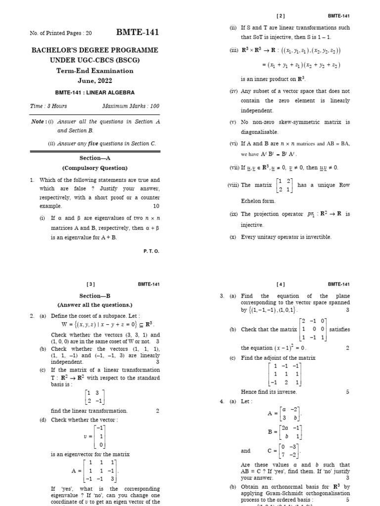 CMTE-141 (2) New Term Math | PDF | Eigenvalues And Eigenvectors ...