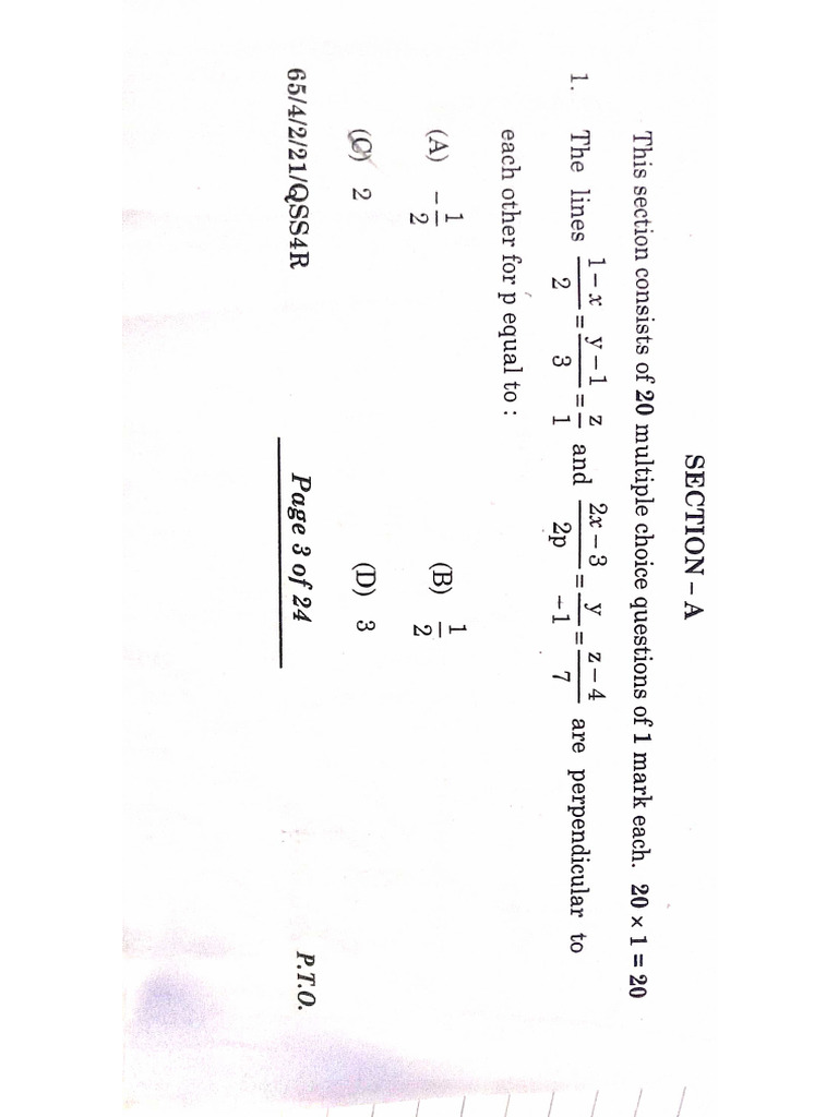 Maths 12 Question Paper 2024 | PDF