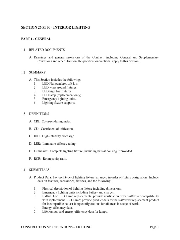 Lighting Specifications | PDF | Lighting | Relay