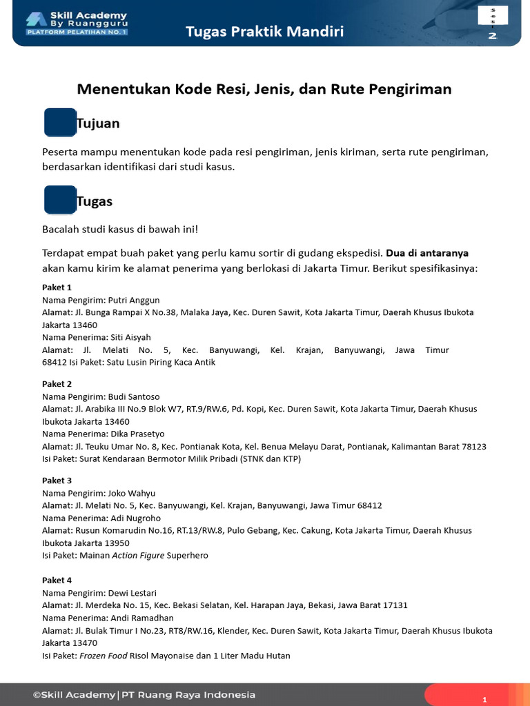 TPM 1 Menentukan Resi, Jenis Dan Paket - Catur Setyo Nugroho | PDF