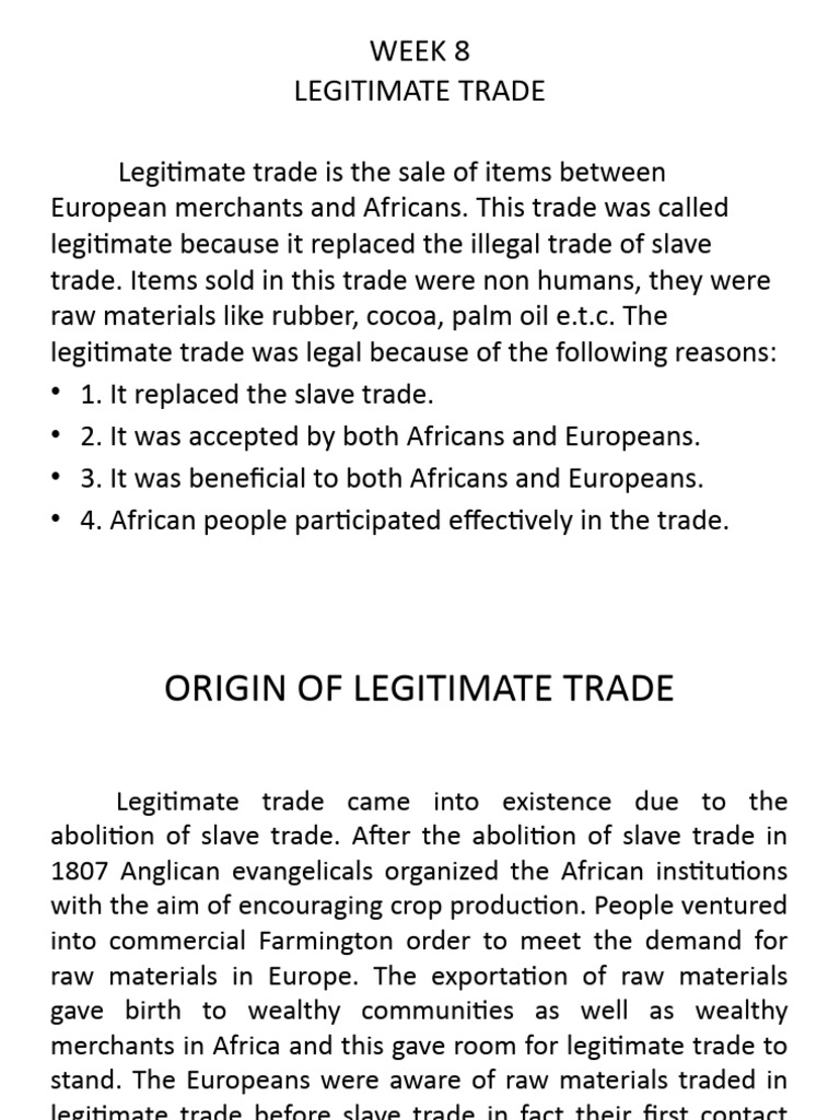 Week 8 Legitimate Trade | PDF | Nigeria | Trade