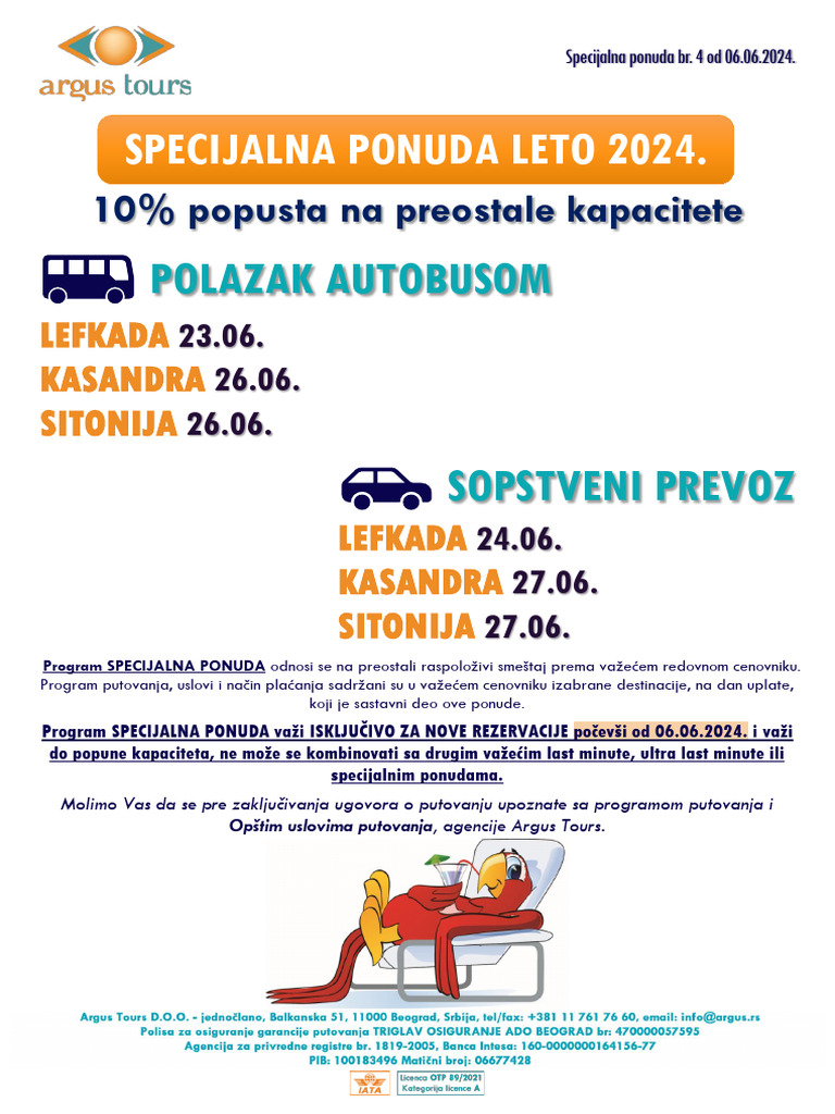 Kasandra Bus Leto 2024 Specijal BR 4 Cenovnik Od 06 06 24 - (13557) | PDF