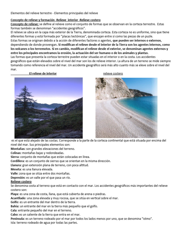 Elementos del relieve terrestre | Descargar gratis PDF | Terreno | Montañas