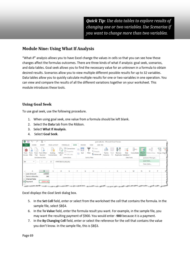 What if analysis | PDF | Microsoft Excel | Sensitivity Analysis