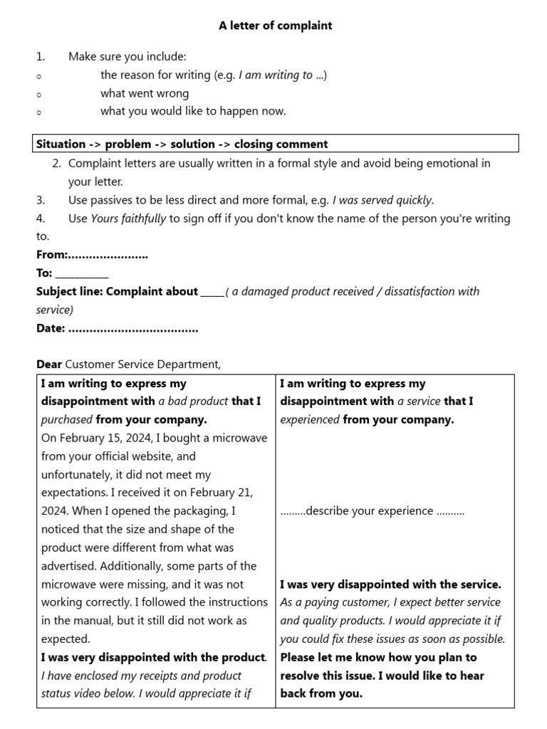 A letter of complaint and Apologize | PDF