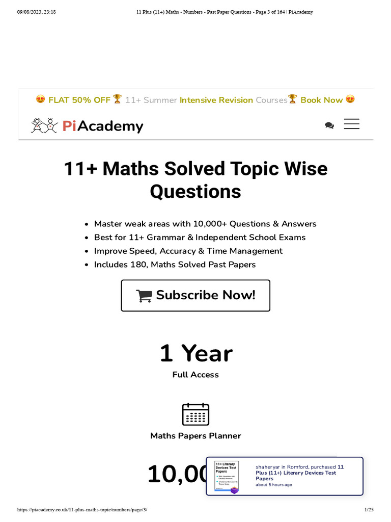 11+ Maths Past Paper Questions | PDF | Shape | Numbers