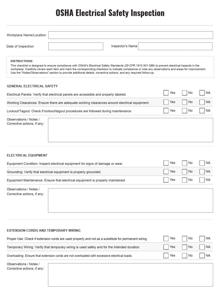 OSHA-Electrical-Safety-Inspection | PDF | Personal Protective Equipment ...