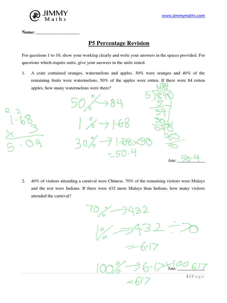 P5 Percentage Revision 2 | PDF | Economies