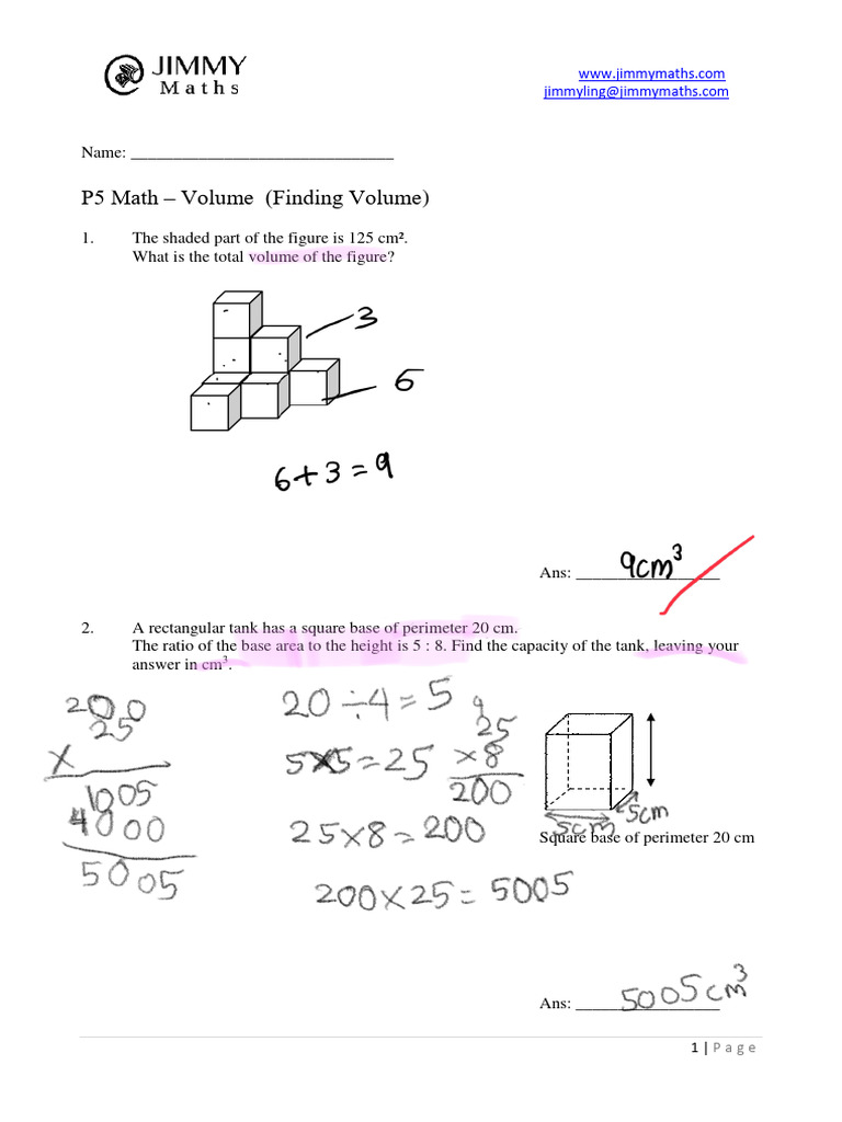 P5 Volume Finding Volume | PDF | Volume | Area
