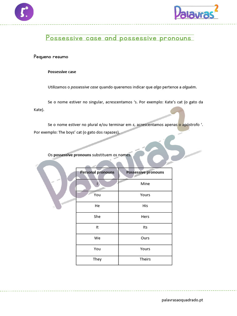 ING 4 - Possessive Case and Possessive Pronouns | PDF | Semantic Units ...