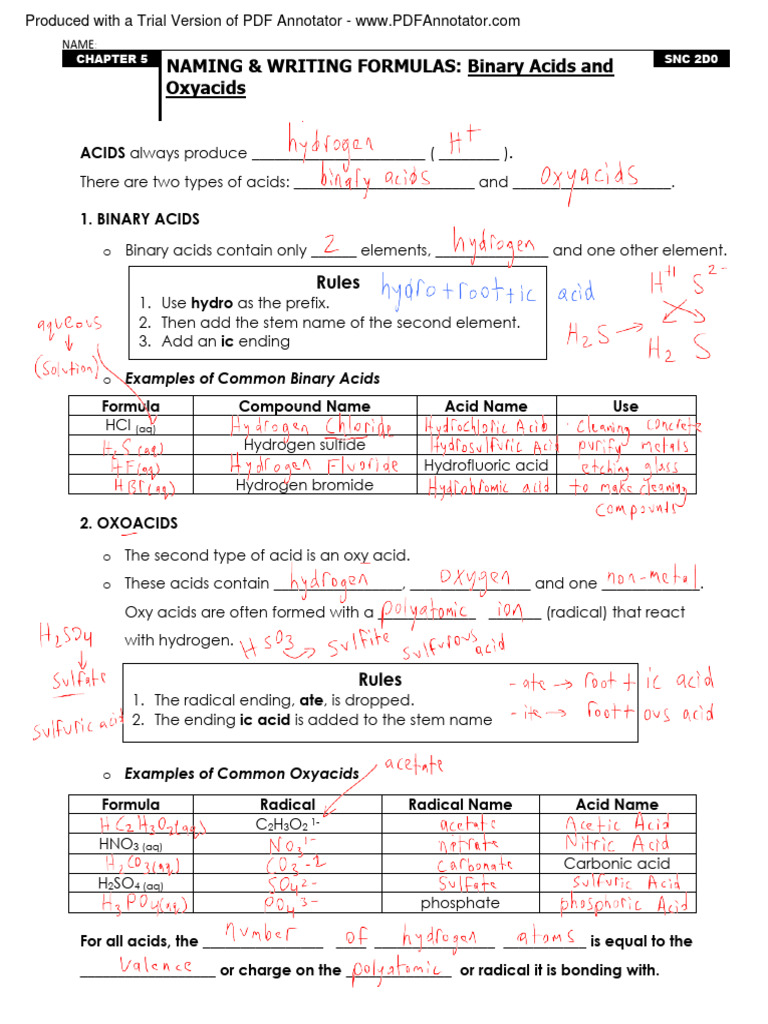 4._binary_acid___oxyacid_lesson_pdf_with_notes | PDF | Acid | Chemical ...