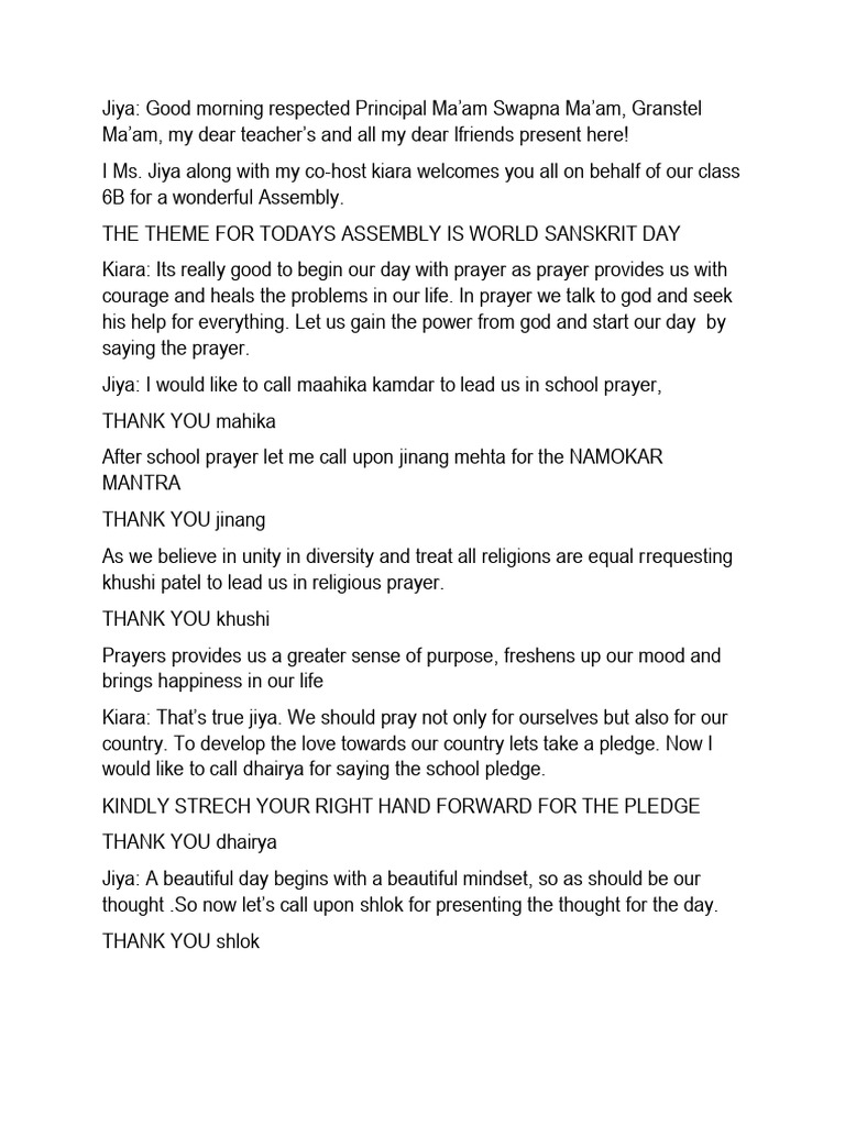 6 Assembly ANCHORING SCRIPT | Download Free PDF | Prayer | Psychological Attitude