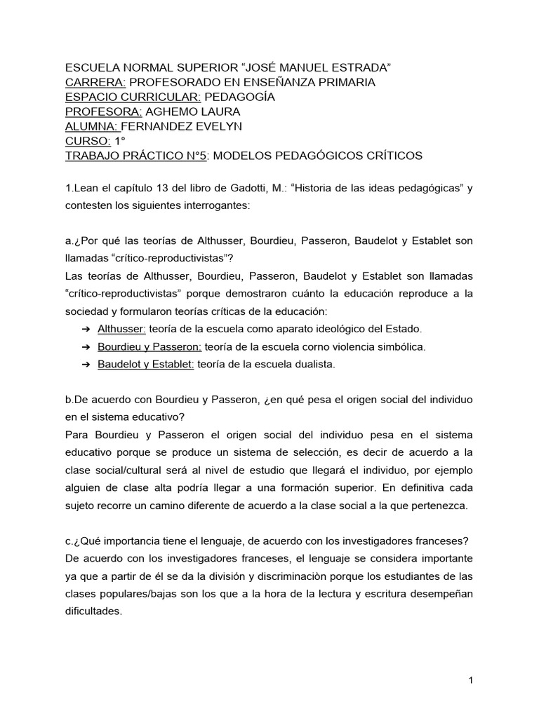 TP #5 | PDF | Maestros | Escuelas