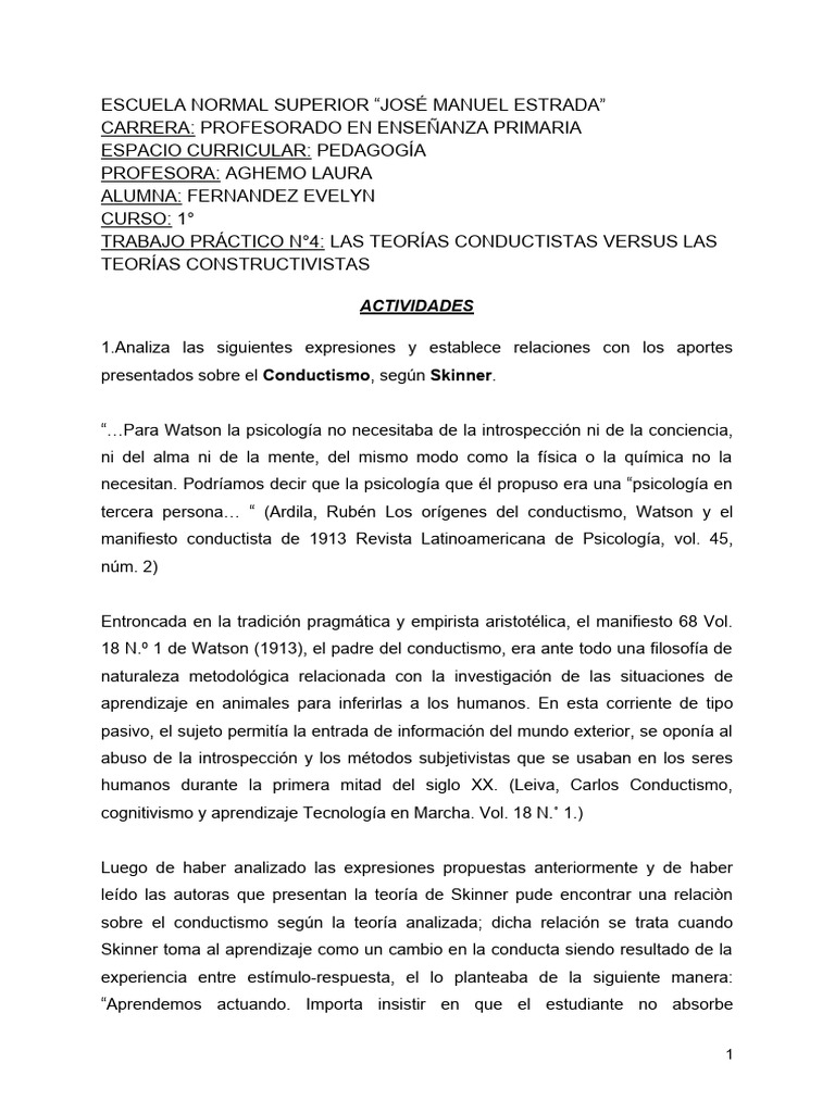 Actividades | PDF | Constructivismo (filosofía de la educación) | Behaviorismo