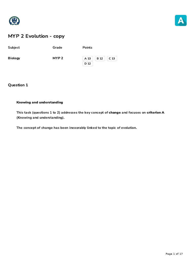 MYP 2 Evolution | PDF | Evolution | Snake