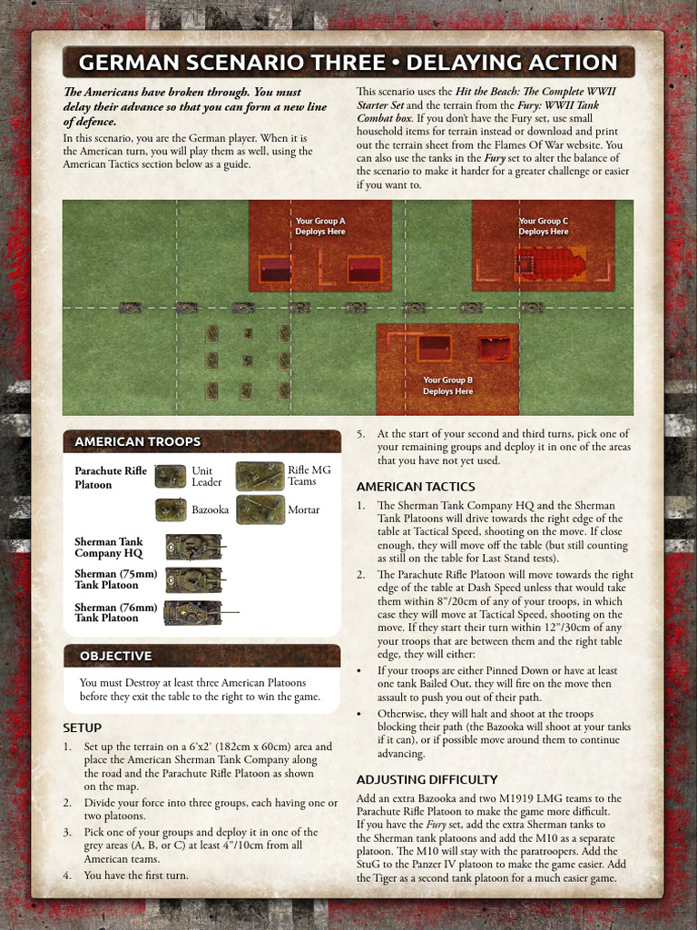 German WWII Scenario: Delay American Advance | PDF | Tanks | Platoon