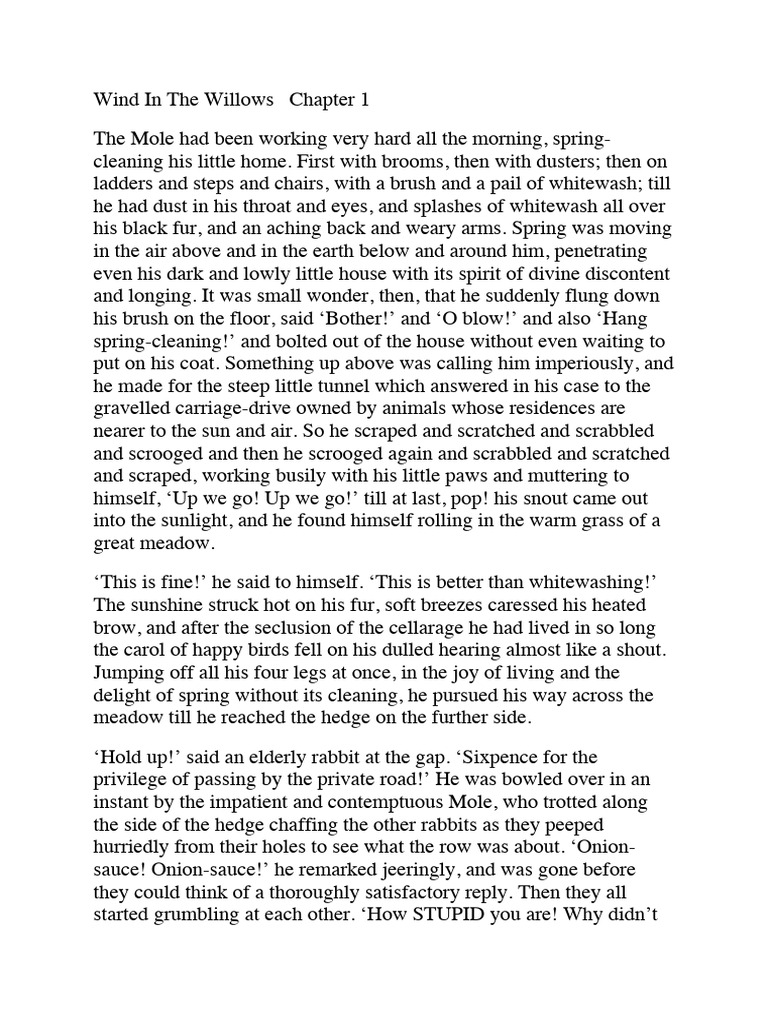 Wind in The Willows Chapter 1 | Download Free PDF | Hedge