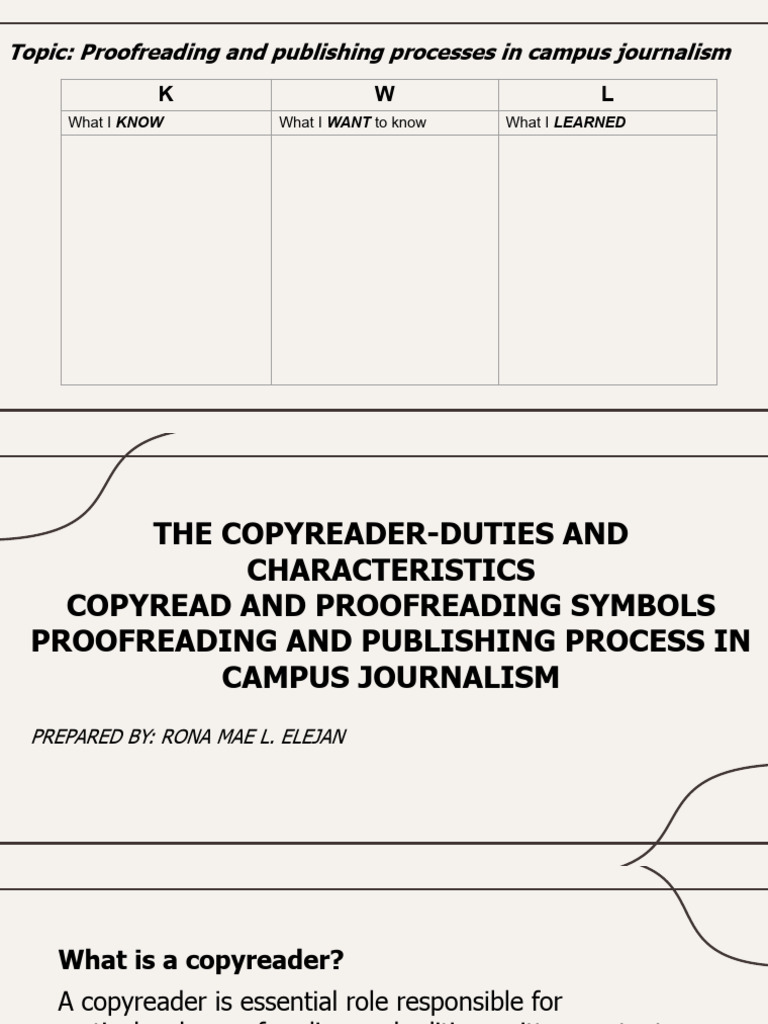 The Copyreader Duties and Characteristics Copyread and Proofreading ...