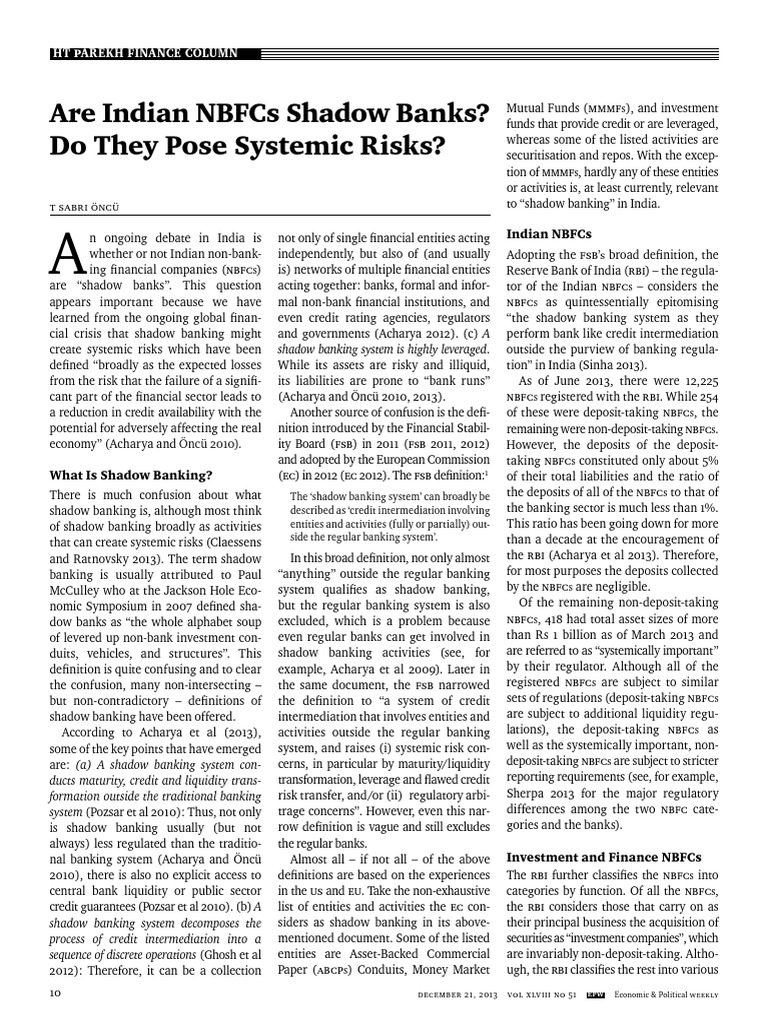 NFBC SHADOW BANKS | PDF | Shadow Banking System | Non Bank Financial ...