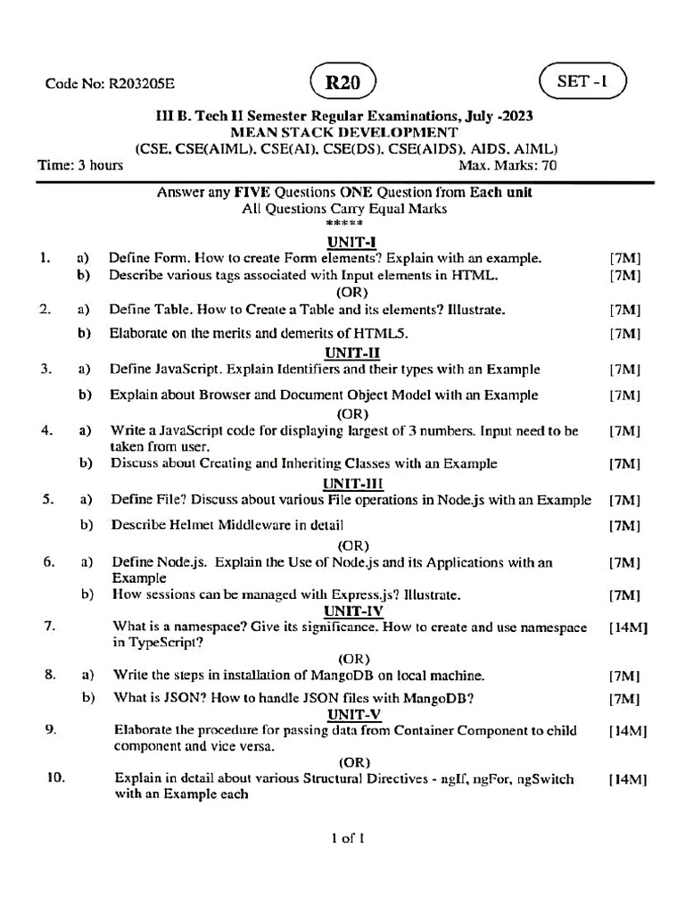 MST Previous Question Papers | PDF