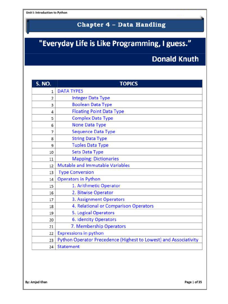 Data Handling - Data Types | PDF Data Handling - Data Types | PDF