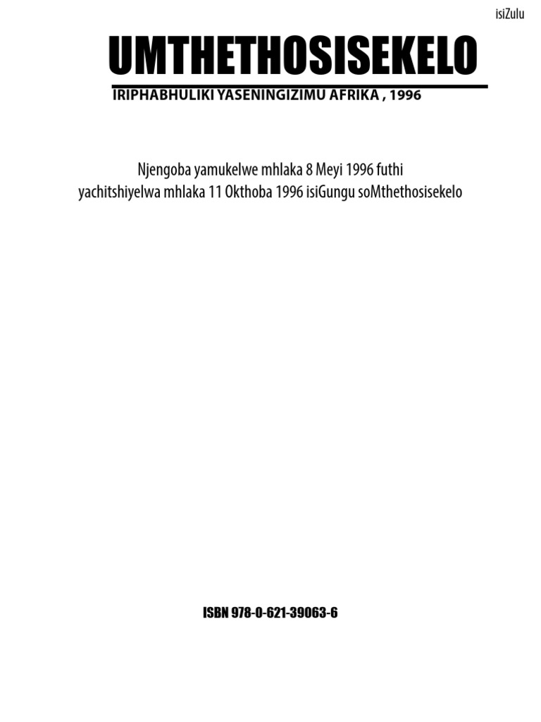 South Africa Constitution 1996 | PDF | X86 Architecture