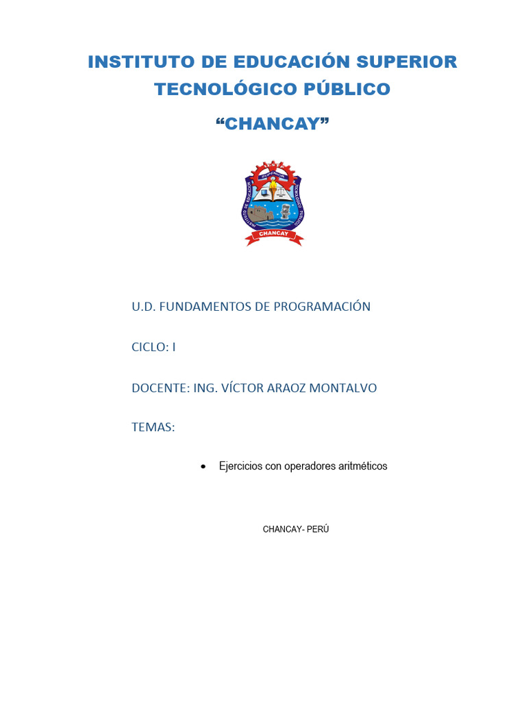 Ejercicios Sobre Operadores Aritméticos | PDF | Programación de ...