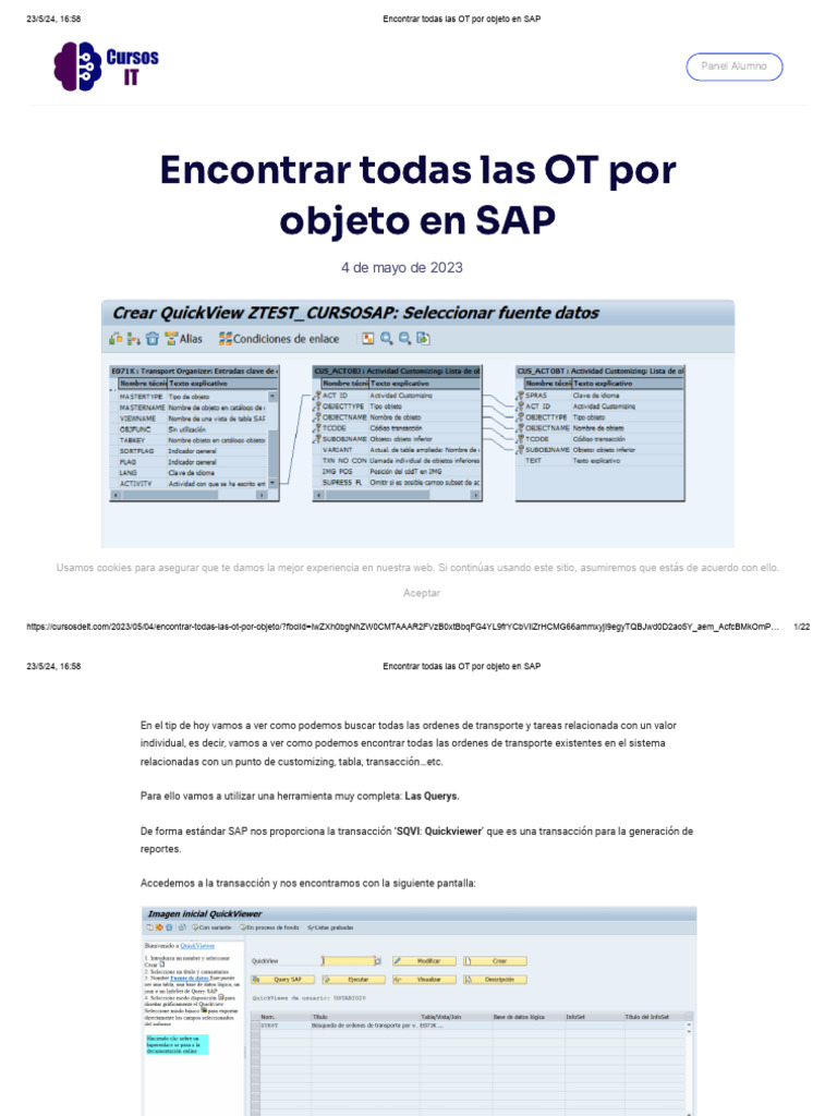 Encontrar todas las OT por objeto en SAP | PDF | Cookie HTTP | Red mundial