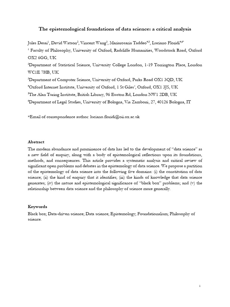 The Epistemological Foundations of Data | PDF | Science | Data Science
