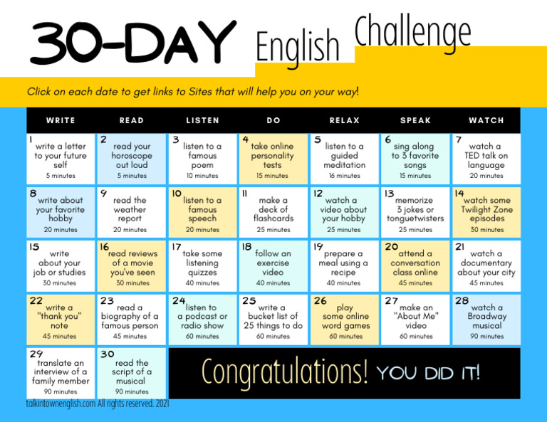 English Learning Challenge | PDF