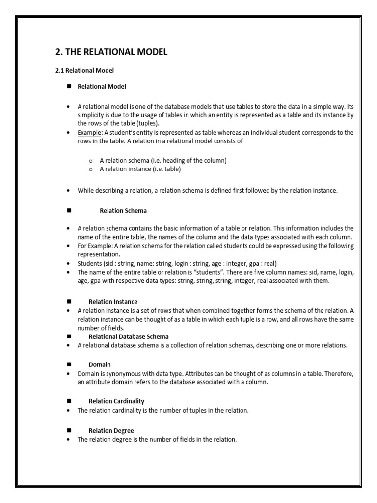 Unit2 Pdf Relational Database Relational Model