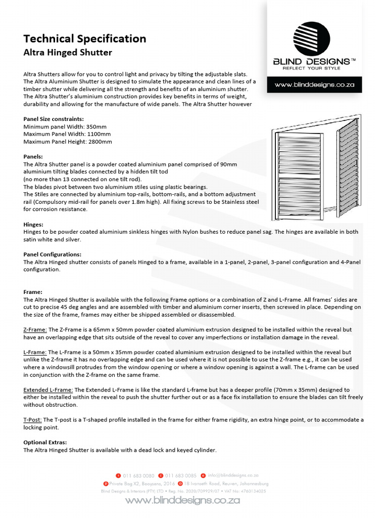 Altra Hinged Specification Sheet | PDF | Window | Building Materials