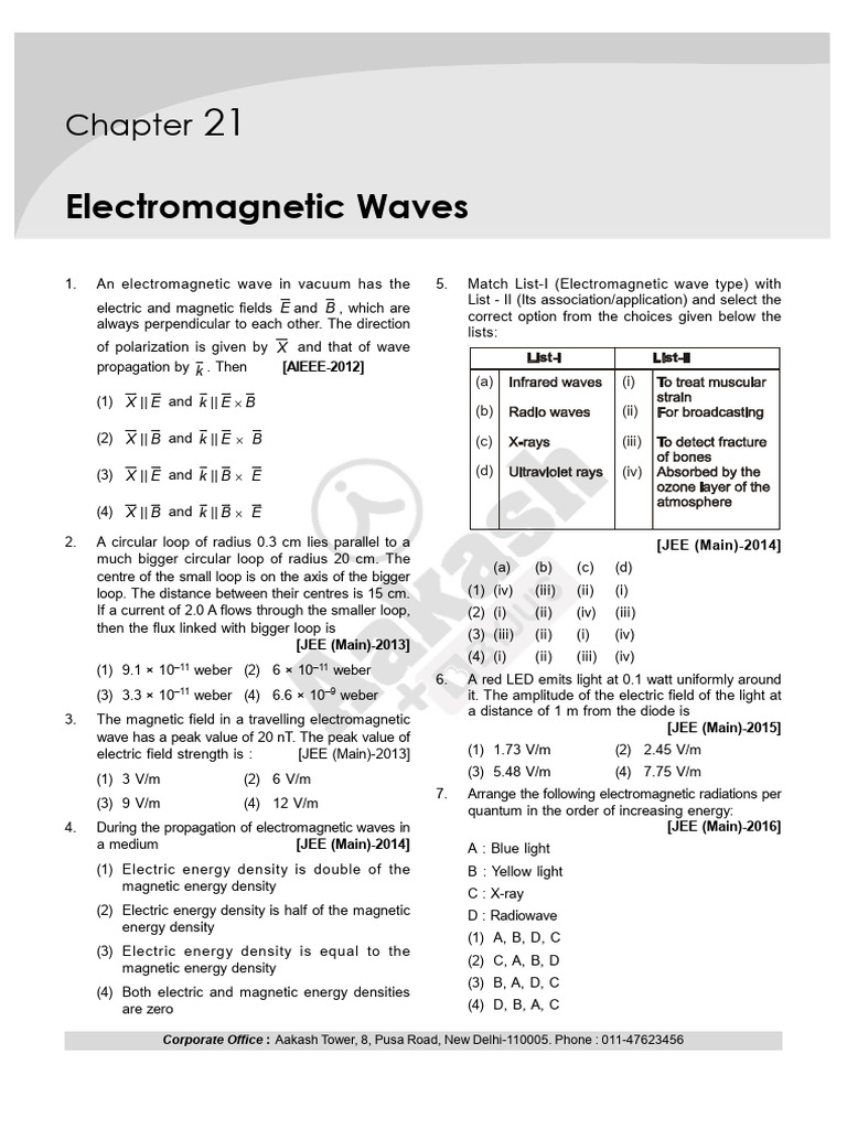 P - Ch-21 - Electromagnetic Waves | PDF | Waves | Electromagnetic Radiation