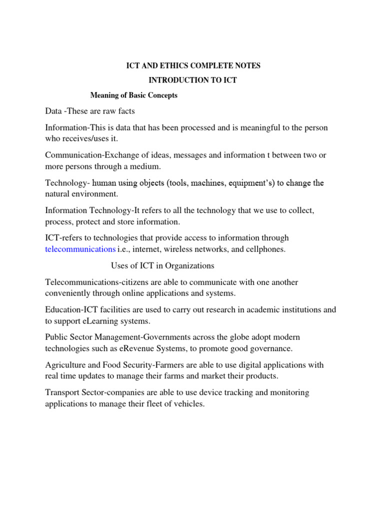 Ict and Ethics Notes PDF | PDF | Computer Data Storage | Random Access ...