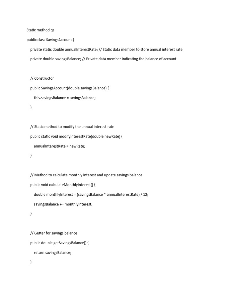 Savings Account Class Implementation | PDF | Computers