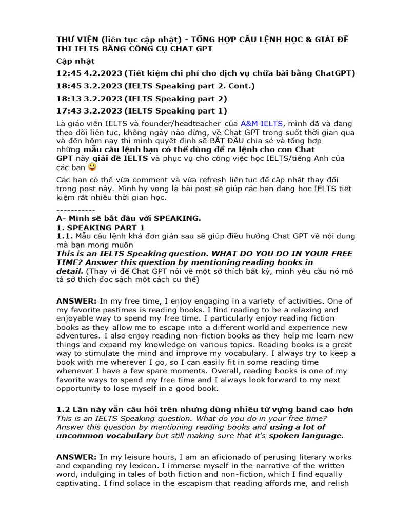 T NG H P Chat GPT - IELTS | PDF | Teachers | Teaching Method