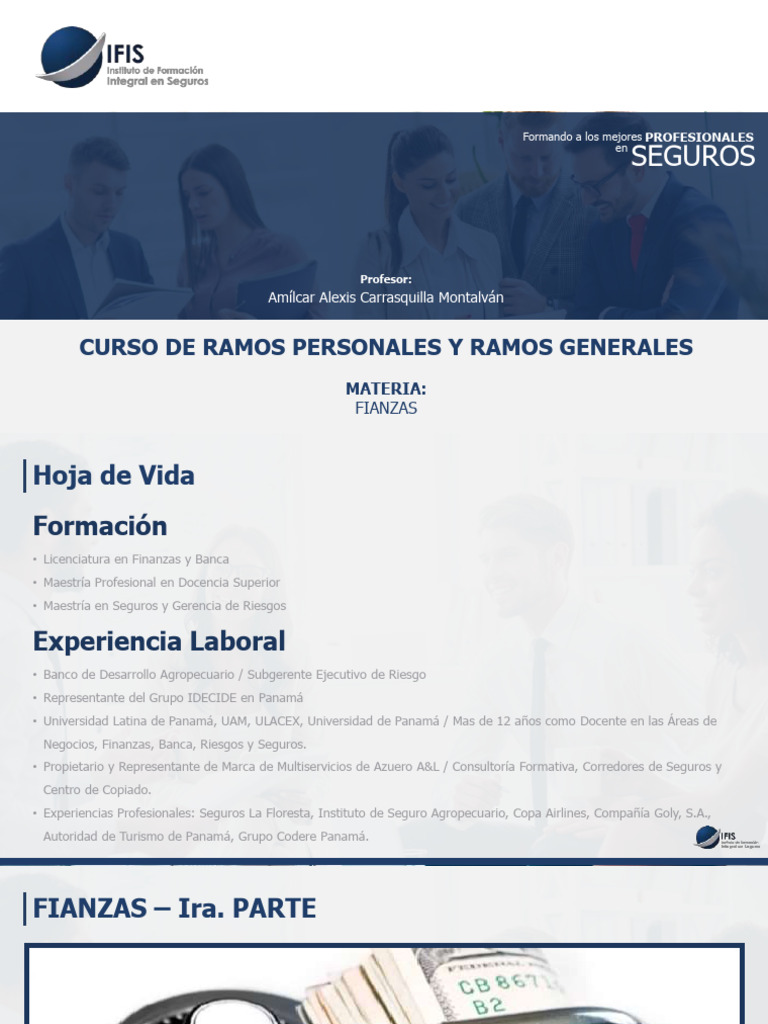 IFIS Prof Amilcar - Ira - Parte Modulo Fianzas - 06agos20 | PDF | Póliza de seguros | Seguro