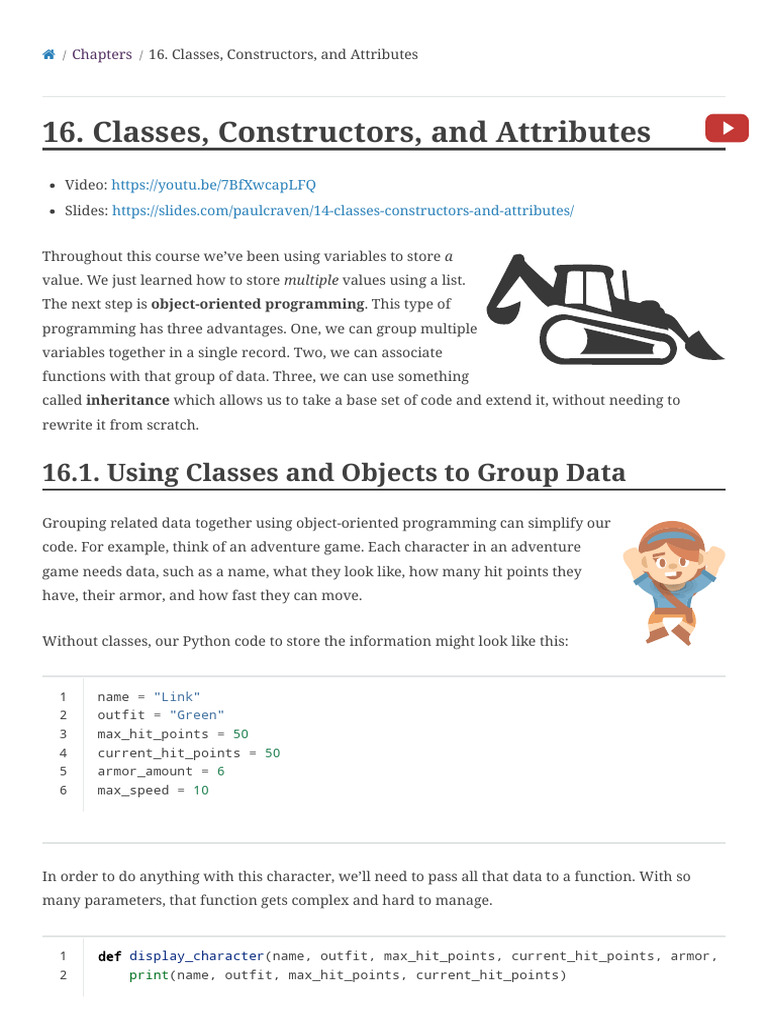 Classes, Constructors, and Attributes - Arcade 2023 Documentation | PDF ...