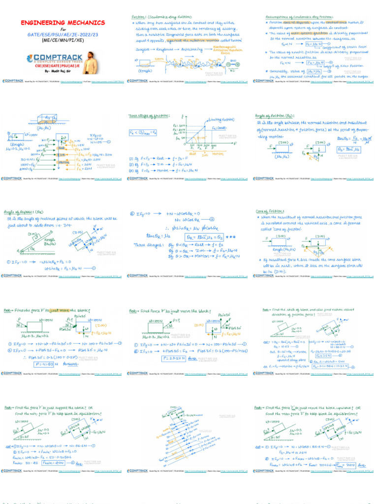 EM Notes Ch3 Friction (Statics) By Mudit Raj Sir | PDF | Mechanical ...