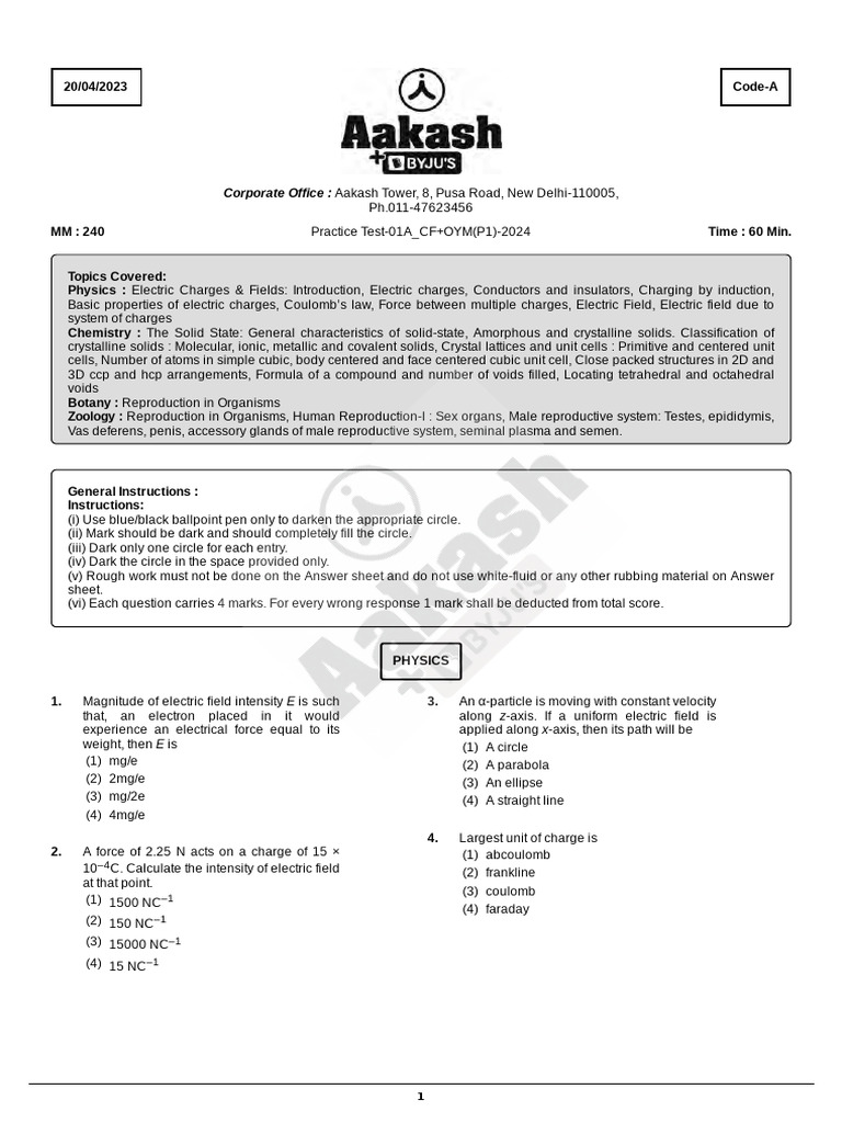 Corporate Office: Aakash Tower, 8, Pusa Road, New Delhi-110005 | PDF ...