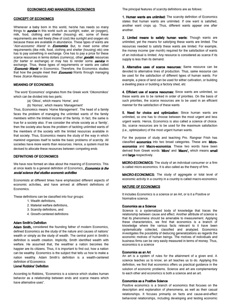 Prelim. Topic 1. Economics and Managerial Economics | PDF | Economics | Microeconomics