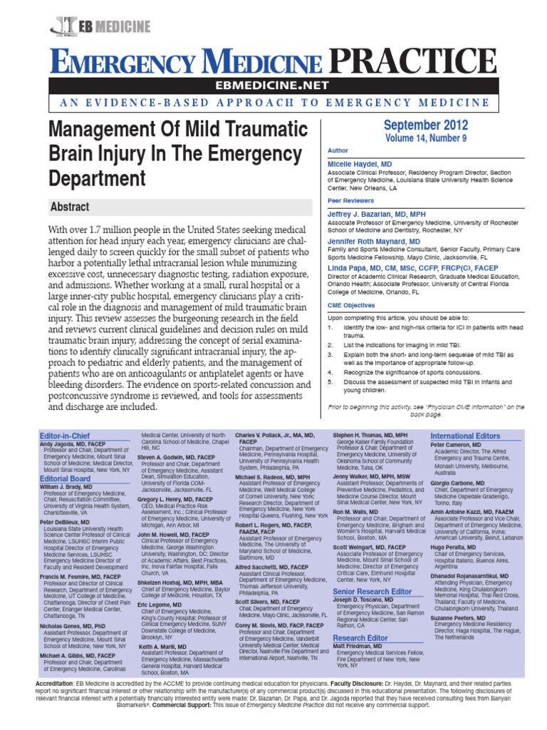 Mild Trauma Brian Injury | PDF | Traumatic Brain Injury | Concussion