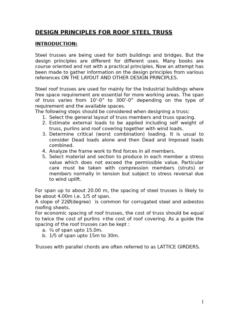 Roof Truss Design Principles | PDF | Truss | Beam (Structure)