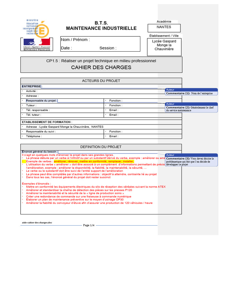 Aide Cahier Des Charges | PDF